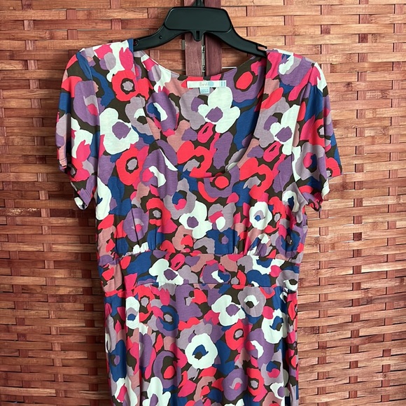 Boden | Dresses | Boden Floral Pink Purple Blue White Viscose Blend ...